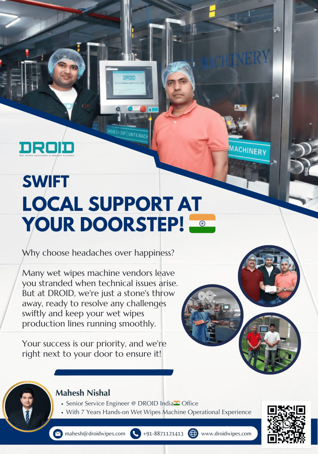 Technical Support in India for DROID Wet Wipes Machine